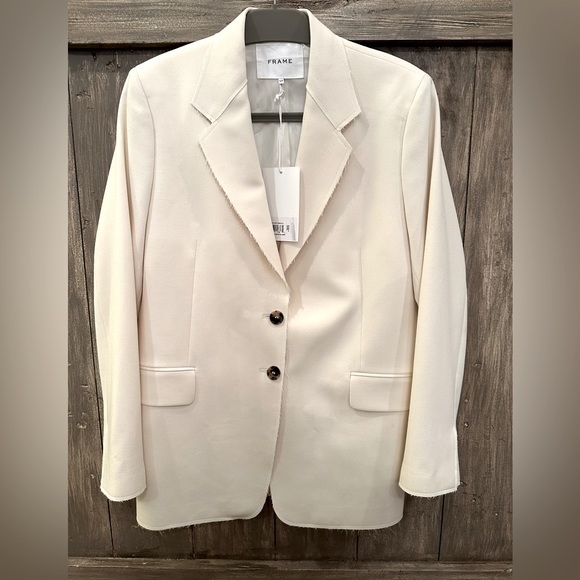 Frame Denim | Jackets & Coats | Frame Raw Edge Blazer In Cream Nwt ...